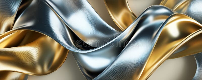 A Chic 3D Design with Smooth, Twisted Ribbons in Gradient Hues of Gold ...