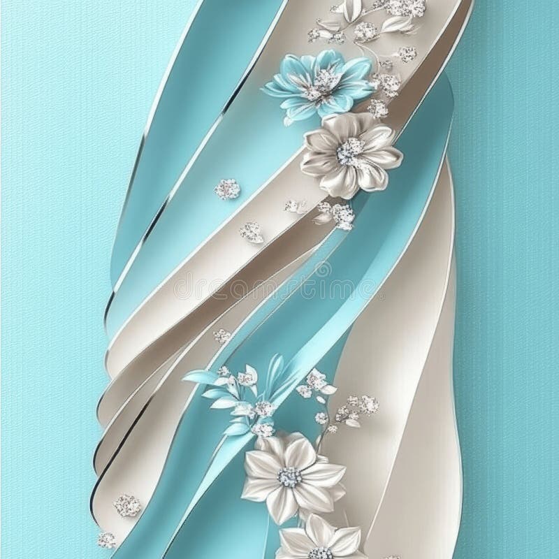 Chic 3D Wall Panel with a Floral Motif in Blue and Beige Shades Stock ...