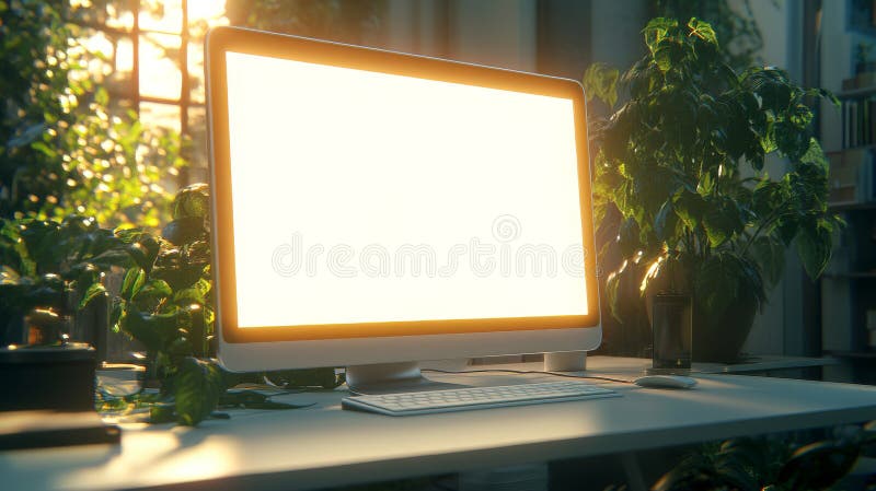 A Chic Desk Setup with a Computer, Suitable for the Studio or Home ...