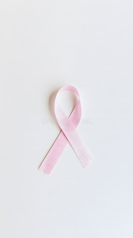 Chic Display of a Pink Ribbon on a Simple White Background for a ...