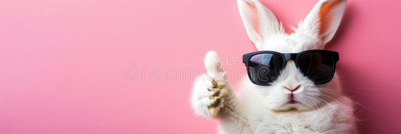 Chic Easter Bunny in Sunglasses, Giving Thumbs Up on Soft Pastel ...