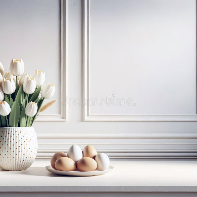 Chic Easter Elegance: Minimalist Floral and Egg Display Background ...