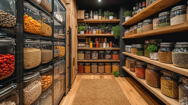 Chic Eco Pantry Design stock illustration. Illustration of inviting ...