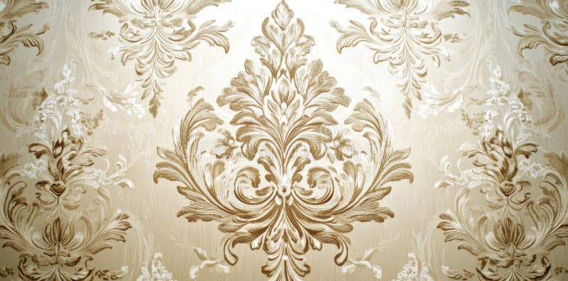 A Chic Embossed Floral Wallpaper in Neutral Tones with Elaborate ...