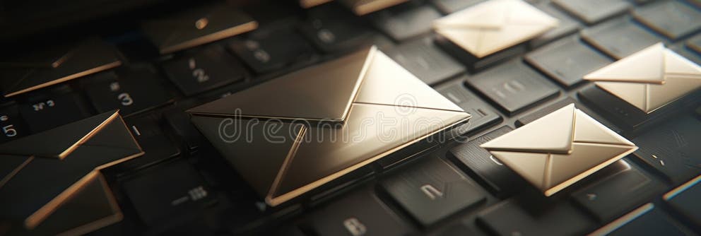 Chic Envelope on Laptop Keyboard with Trail of Mini Envelopes for a ...