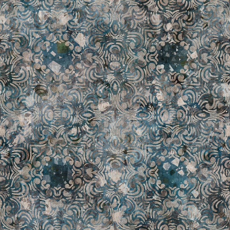 Chic Formal Grungy Damask Texture Seamless Pattern Stock Illustration ...