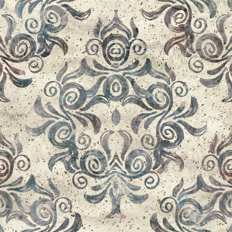 Chic Formal Grungy Damask Texture Seamless Pattern Stock Illustration ...