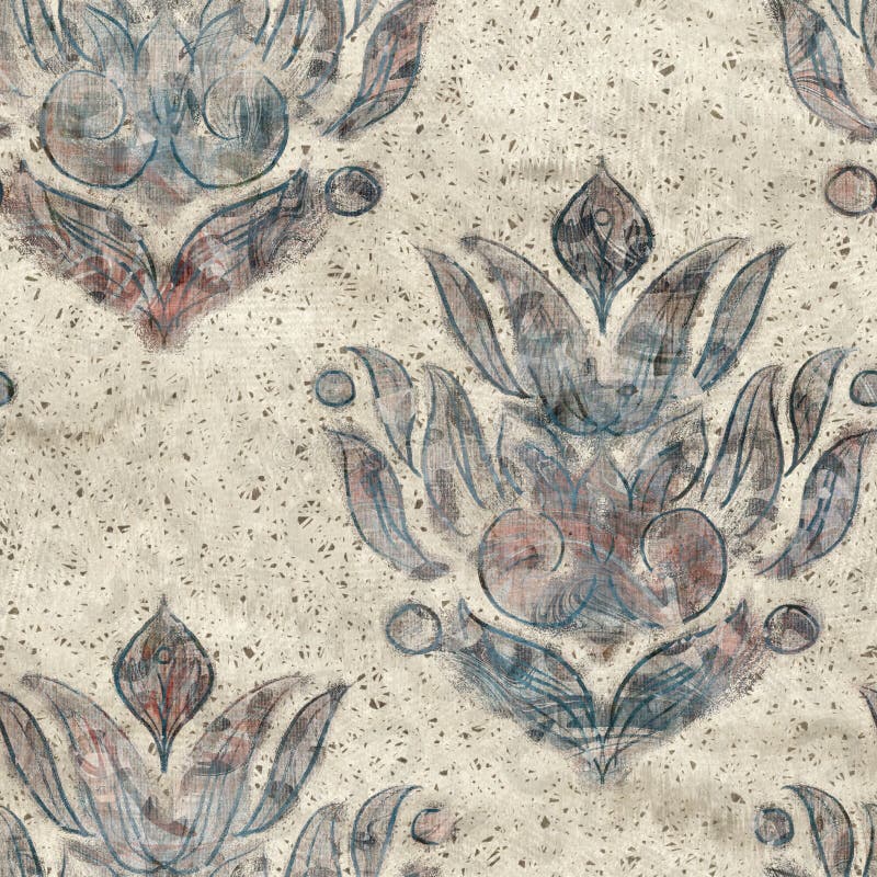 Chic Formal Grungy Damask Texture Seamless Pattern Stock Illustration ...