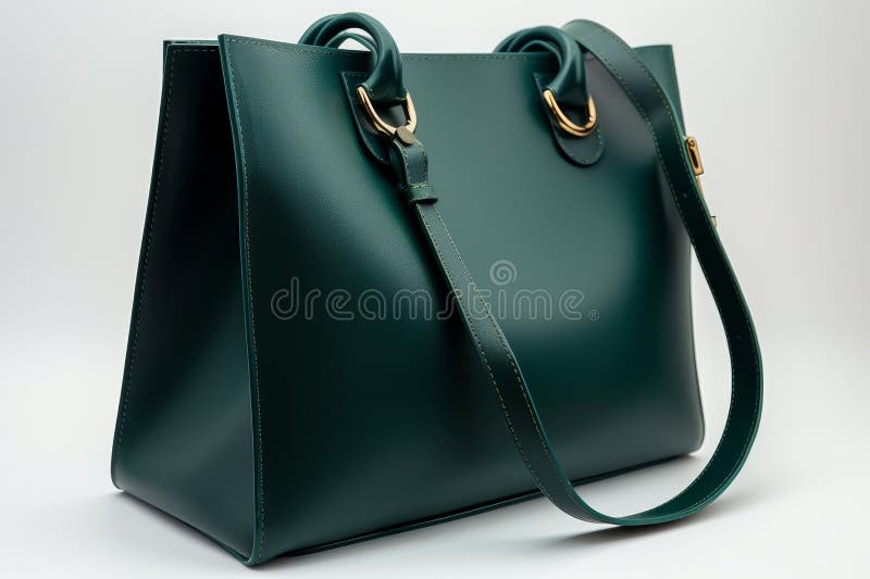 Chic Green Handbag Featuring Stylish Long Strap Displayed Against ...