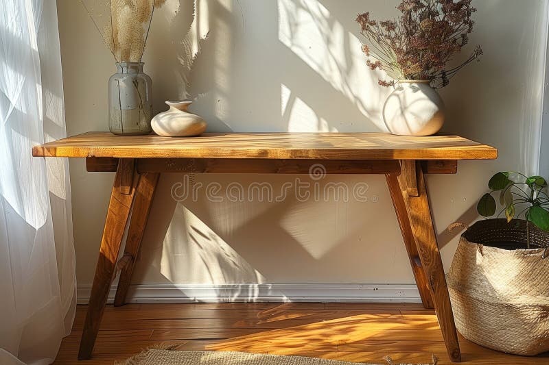 Chic Home Office Workspace Featuring an Empty Desk Against a Sleek ...