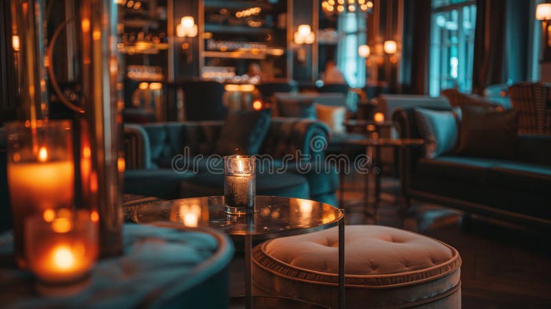 Chic Hotel Lounge Bar Featuring Plush Seating and Classic Cocktails ...