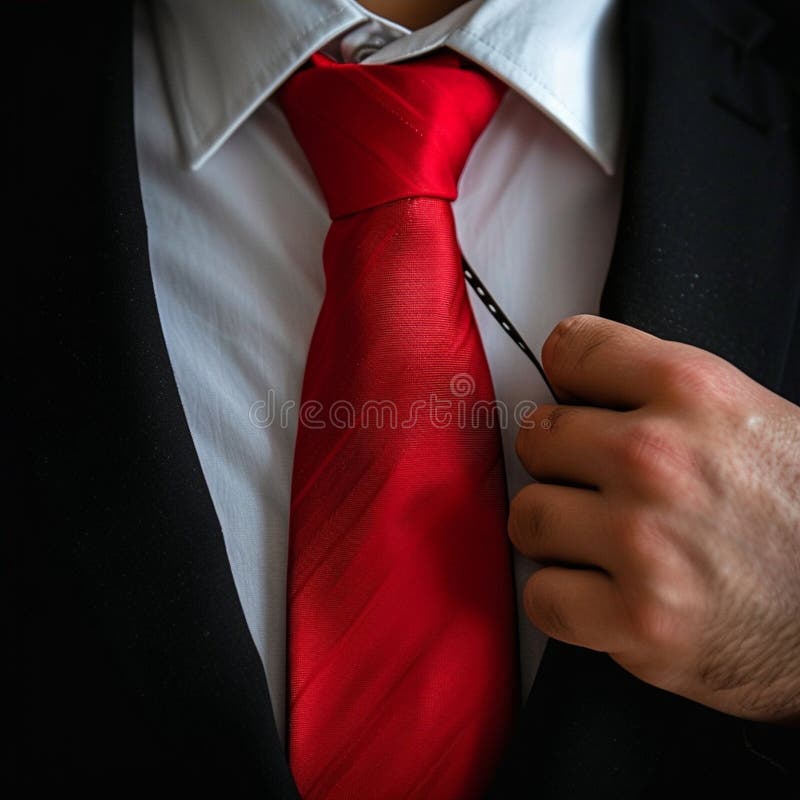 Chic Individual in a Bold, Oversized Red Tie Stock Illustration ...