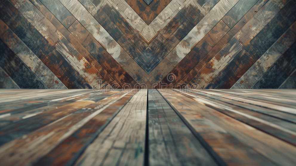 Chic Interior Background Featuring a Geometric Wood Pattern and Rustic ...