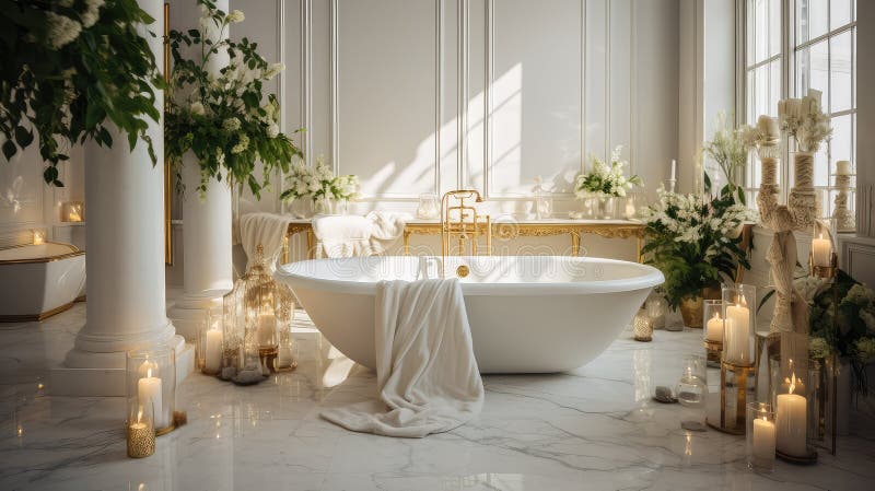 Chic interior design white stock illustration. Illustration of serene ...