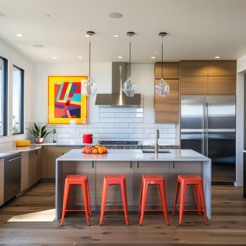 Chic Kitchen with Artistic Flair Stock Photo - Image of clean ...