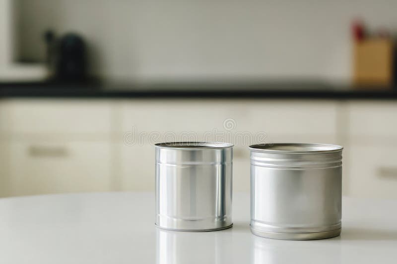 Chic Kitchen Setting Showcasing an Open Tin Can Elegantly Placed on a ...