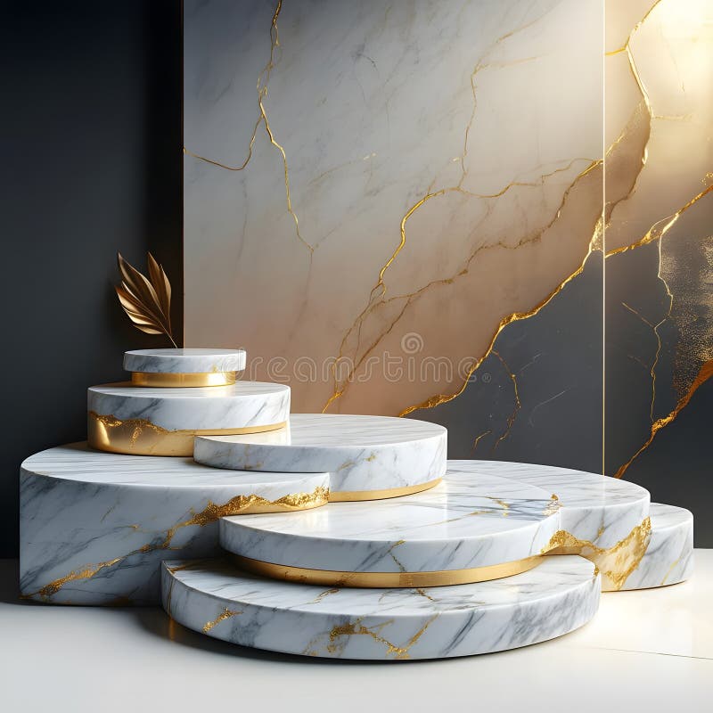 Chic Marble Podium with Gilded Accents and Layered Design Stock ...