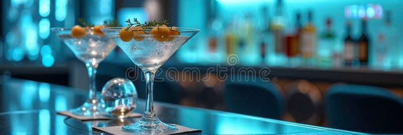Chic Martini Cocktails in Upscale Bar with Ambient Lighting Stock Photo ...