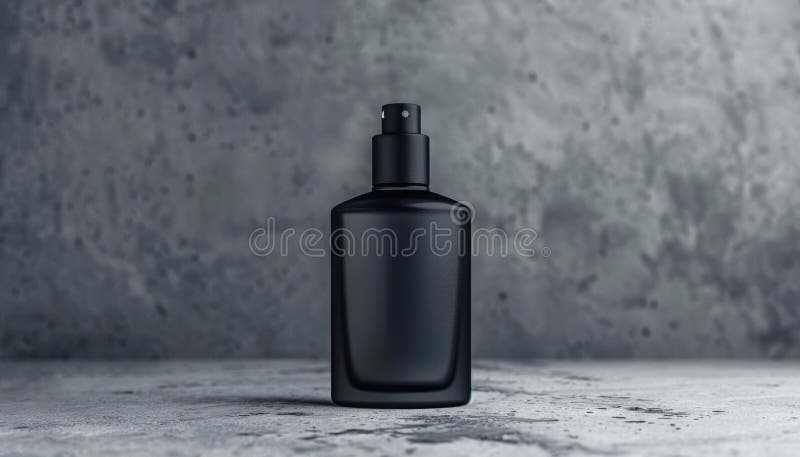 Chic Matte Black Perfume Bottle with Soft Gray Backdrop Stock ...