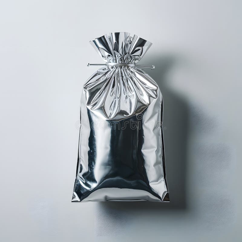 Chic Metallic Pouch Radiating Elegance, Standing Against White ...