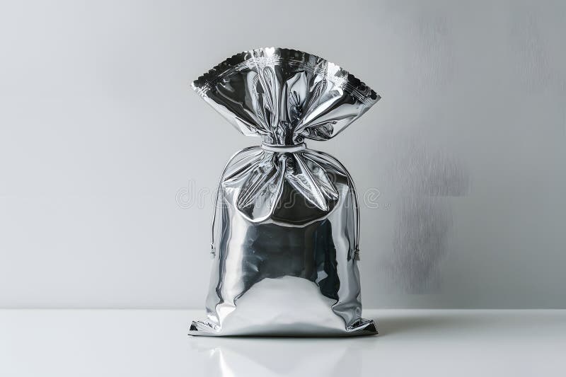 Chic Metallic Pouch Radiating Elegance, Standing Against White ...