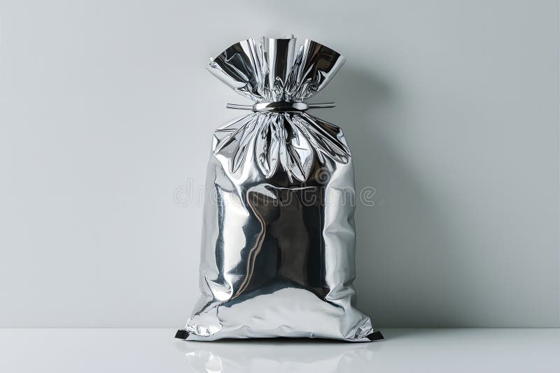Chic Metallic Pouch Radiating Elegance, Standing Against White ...