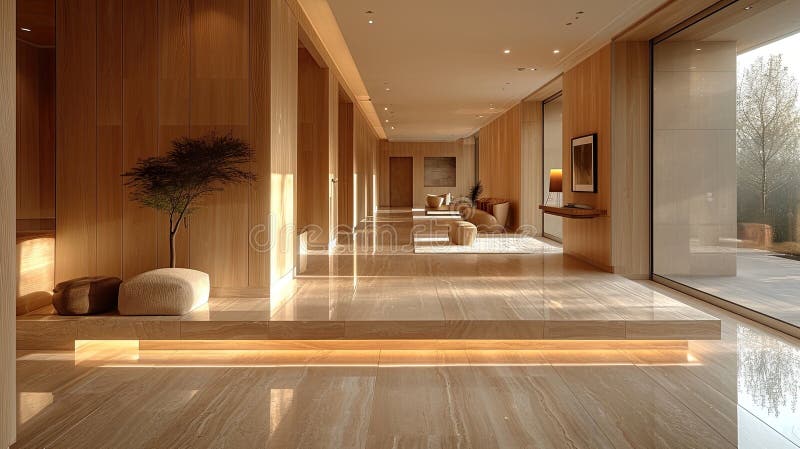 Chic Minimalist Hallway Design Stock Illustration - Illustration of ...