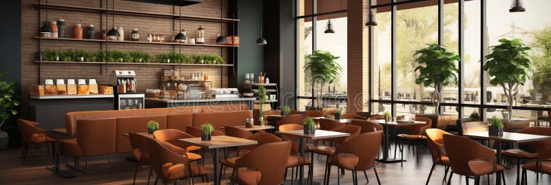 Chic Modern Cafe Restaurant with Minimalist Design and Spacious Layout ...