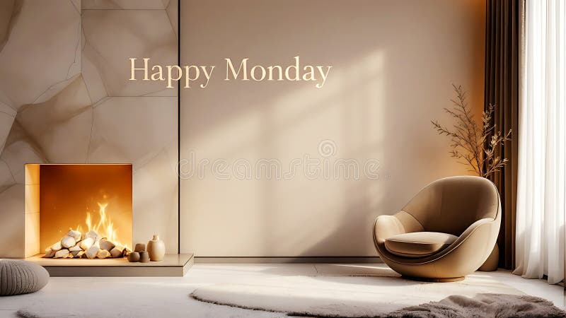 Chic Modern Happy Monday Interior Setting Stock Illustration ...