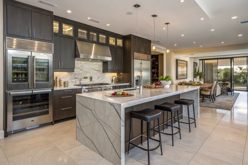 Chic Modern Kitchen with Stylish DÃ©cor Stock Illustration ...