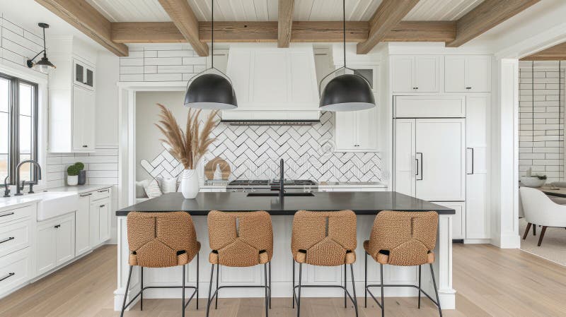 Chic and Modern Kitchen Interior with Elegant Design Details. Stock ...