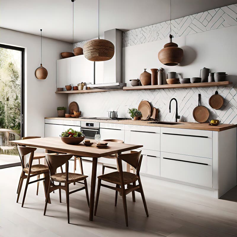 Chic Modern Kitchen in White Boho Chic Style, Modern White Kitchen ...