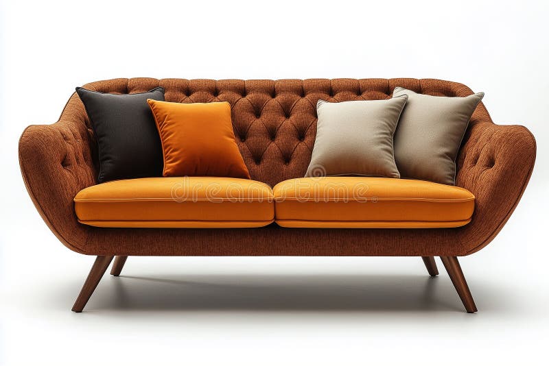 Chic Modern Sofa with Button Stock Illustration - Illustration of ...