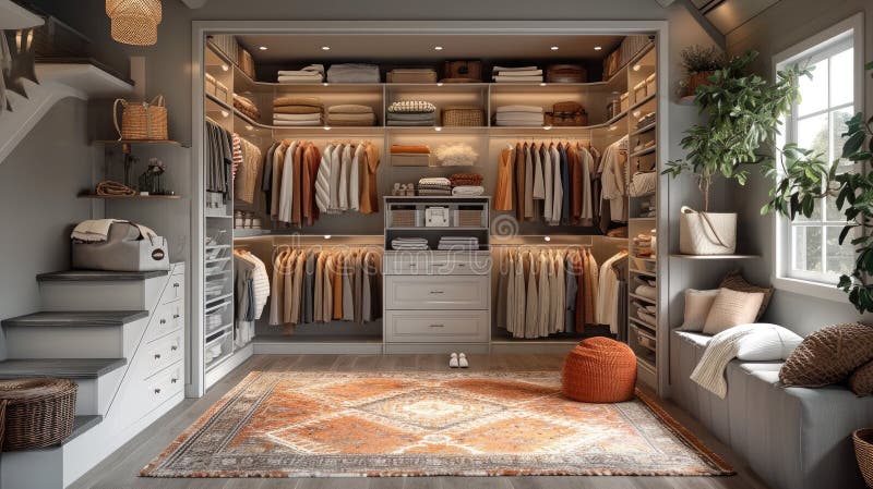 Chic Organizer Closet Design Stock Illustration - Illustration of ...