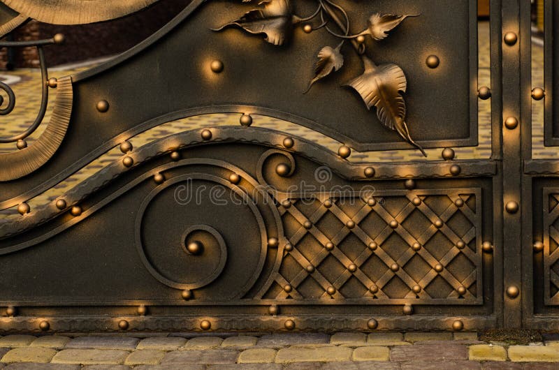 Chic Ornate Forged Gates with Decorative Elements Stock Photo - Image ...