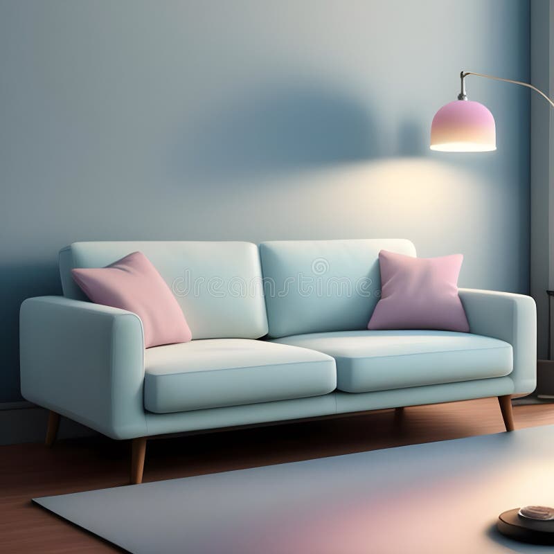 Chic Pale-blue Contemporary Couch Element Stock Image - Illustration of ...