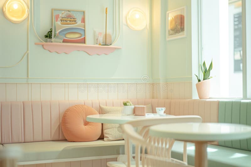 Chic Pastel Cafe Corner stock illustration. Illustration of style ...