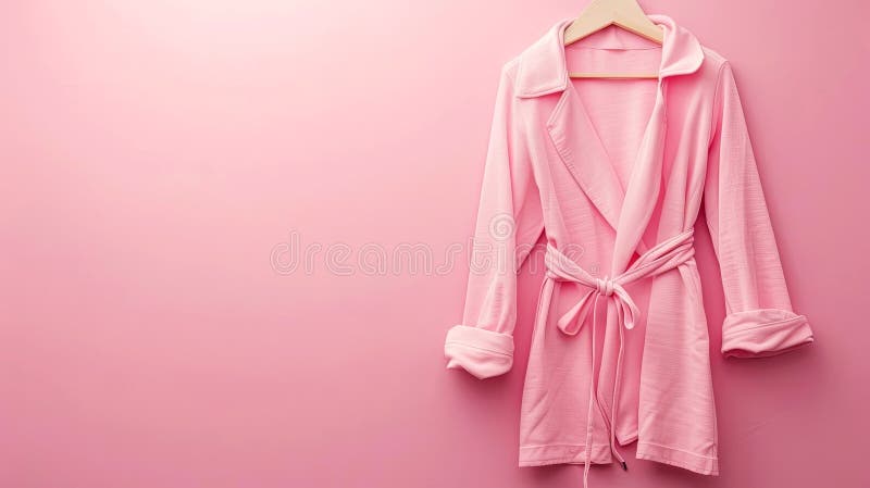 Chic Pink Aesthetic with a Stylish Robe on a Hanger Against a Soft Pink ...