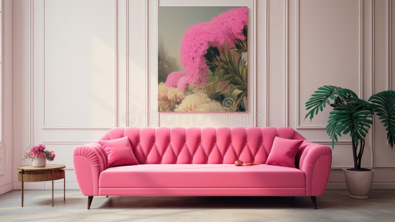 Chic pink sofa stock illustration. Illustration of elegance - 327528483