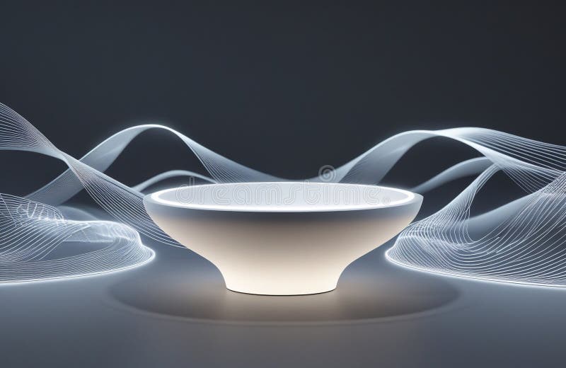 Chic Product Display with a Glowing Empty Round Podium Stock ...