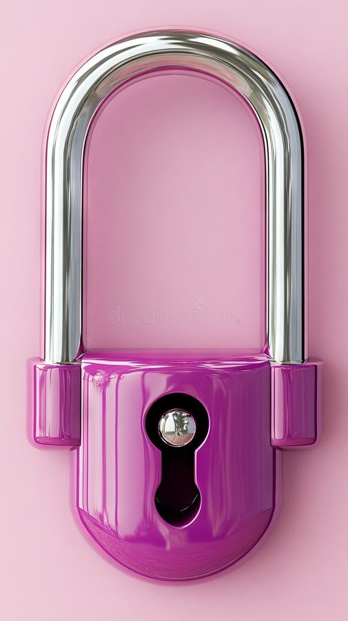 A Chic Purple Padlock Set Against a Gentle Pink Backdrop, Symbolizing ...