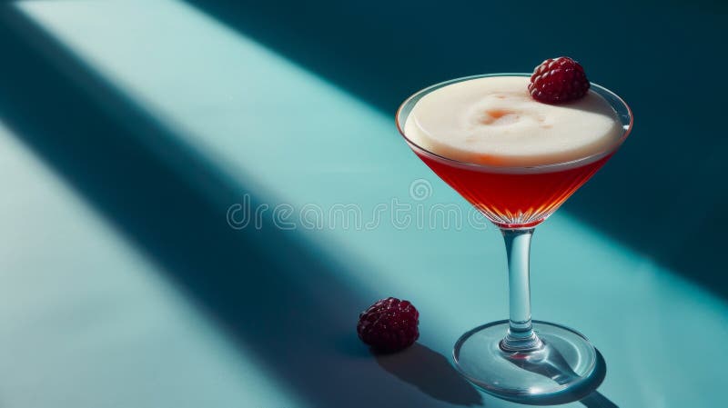Chic Red Cocktail with Raspberry Shadow in Martini Glass Stock Image ...