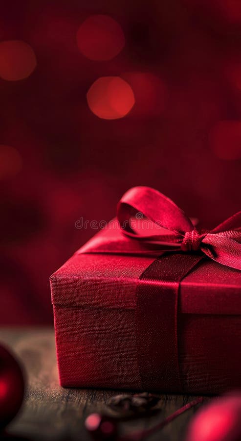 Chic Red Gift Box with Ribbon for Celebrations and Special Events Stock ...