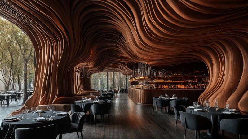 A Chic Restaurant Space with a Modern Aesthetic and Soft, Ambient ...