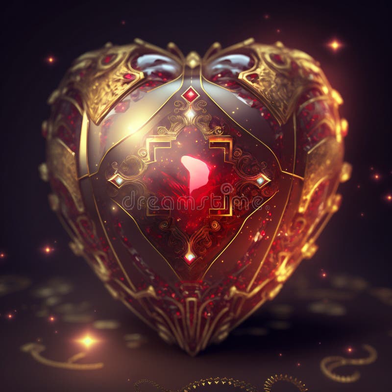 Chic Ruby Heart with Inner Glow. Created with Generative AI Stock ...