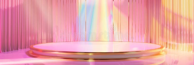 A Chic Runway Backdrop with Gold Line Accents and a Lit Stage Platform ...