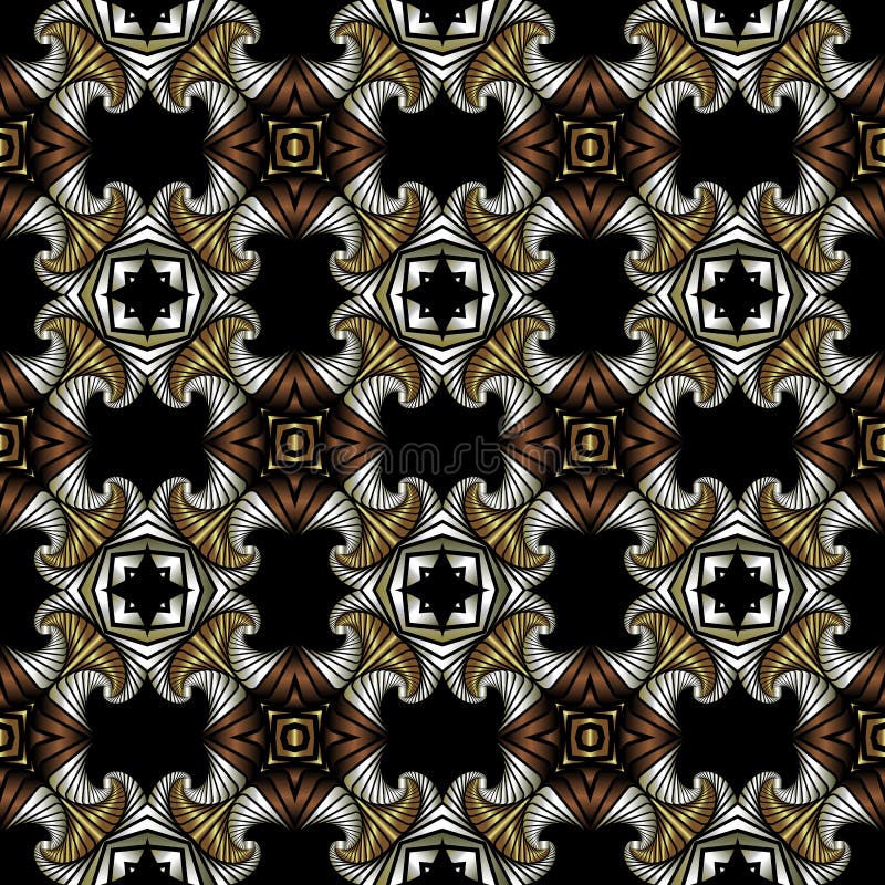 Chic Seamless Pattern with Golden, Silver and Bronze Decorative ...