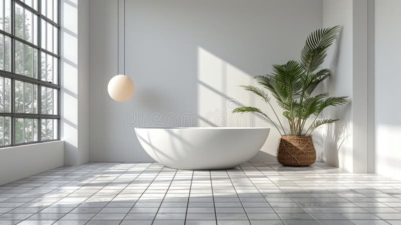 Chic Simplicity Bathroom Design Stock Illustration - Illustration of ...