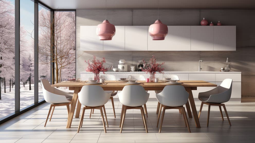 Chic Simplicity: Modern Minimalist Kitchen Oasis Stock Illustration ...