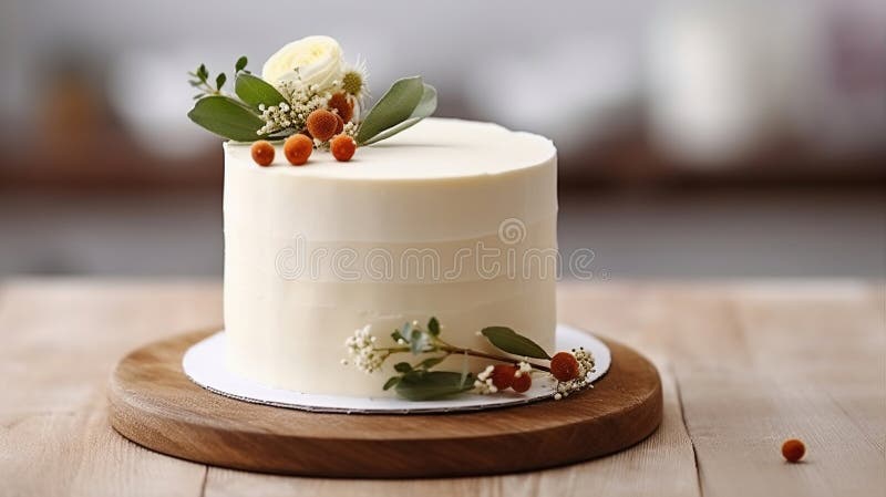 A Chic Single Tier Wedding Cake with Minimalist White Icing and ...